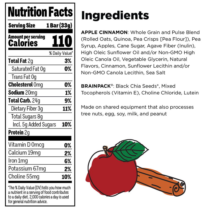 Apple Cinnamon Whole Grain Bars – Brainiac®